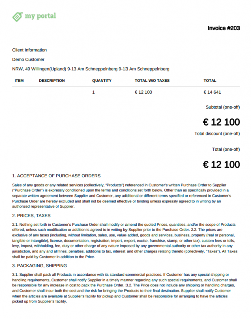 Customer Portal - Invoices (new feature)